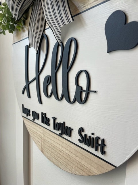 Taylor Swift Welcome Sign, Round Door Hanger, Hello Sign, Modern Front ...