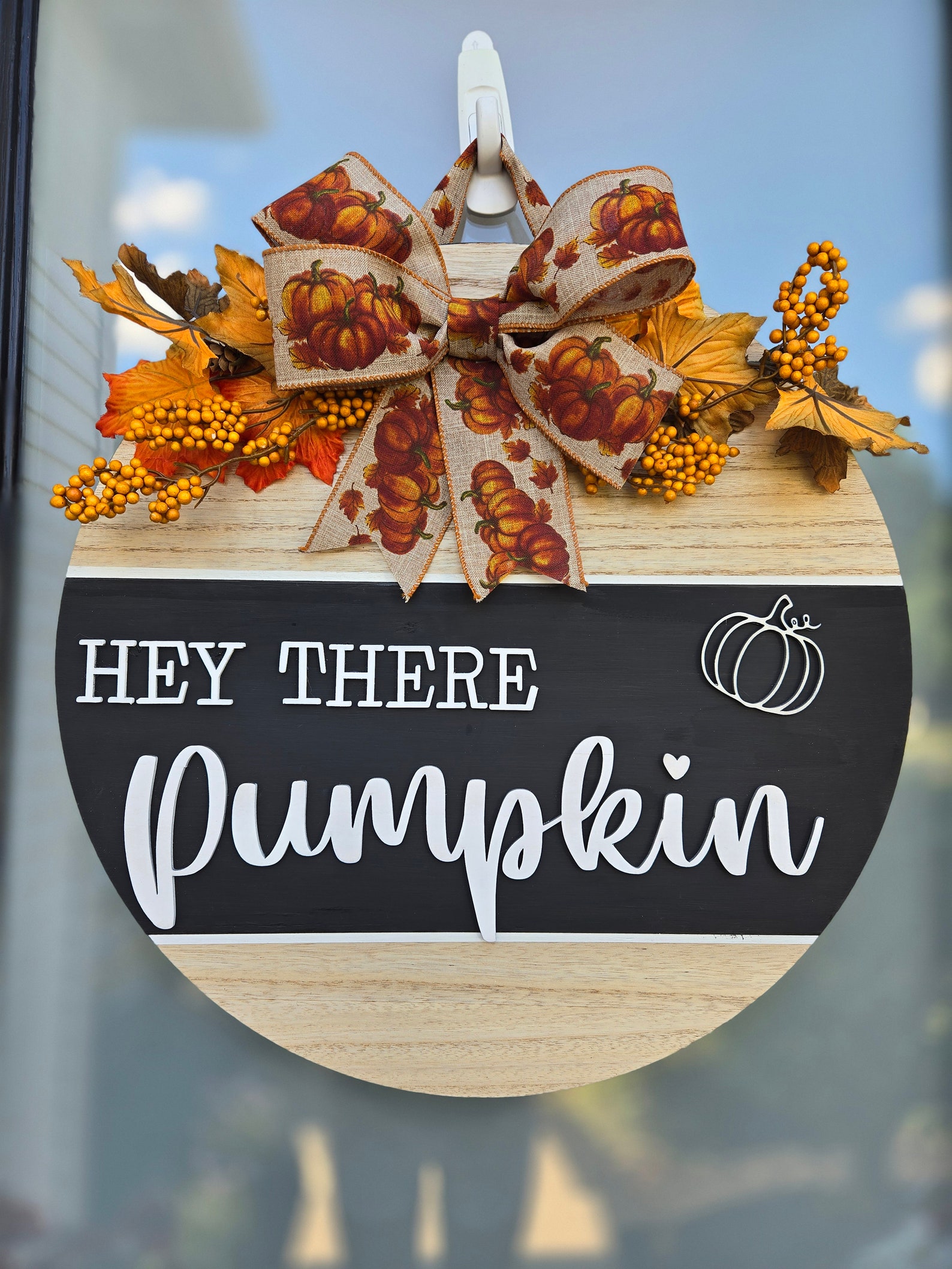 Hey There Pumpkin, Fall Welcome Sign, Autumn Door Hanger, Fall Wreath ...