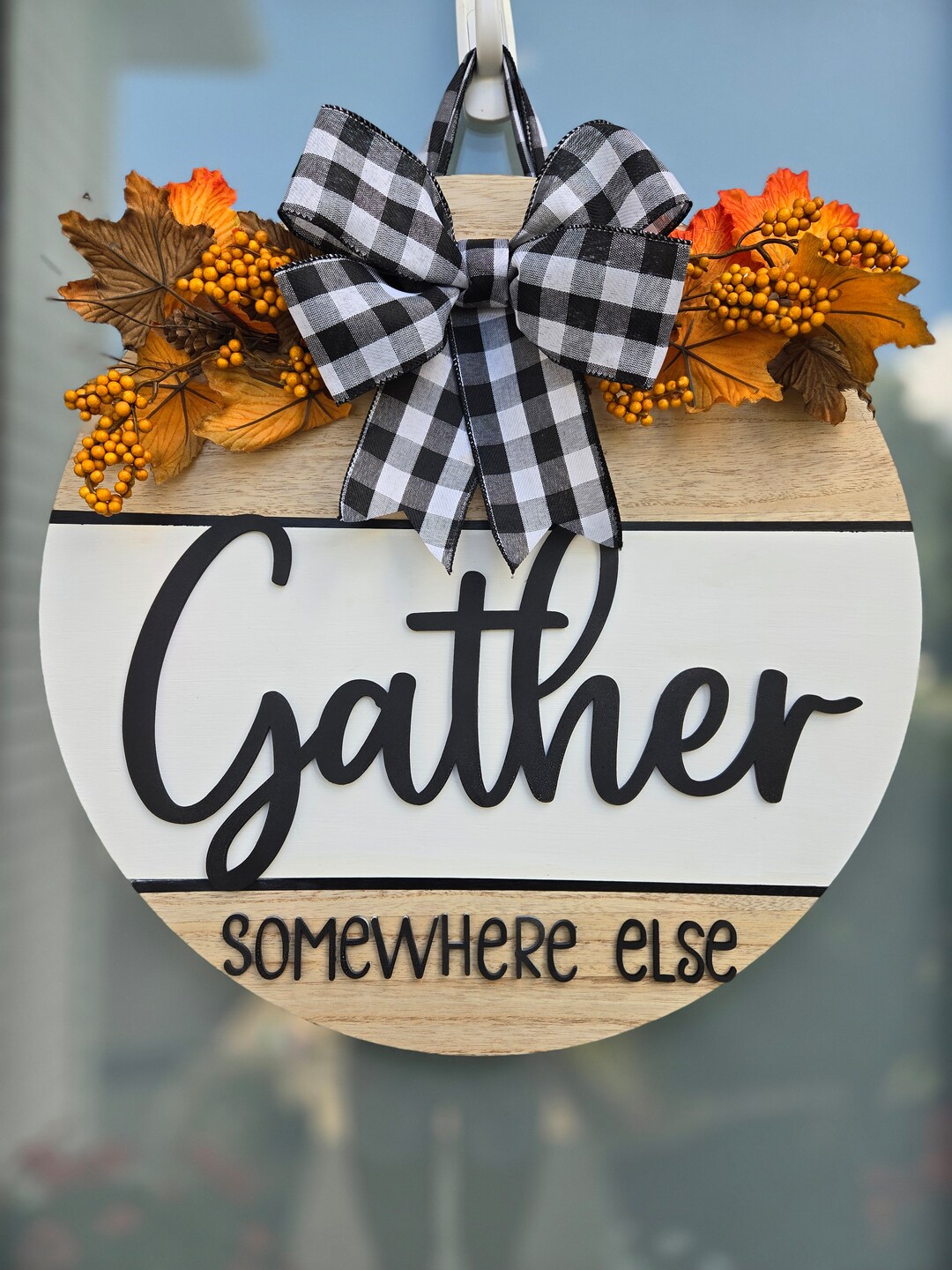 Fall Welcome Sign, Gather Sign, Welcome Wreath, Door Hanger, Autumn ...