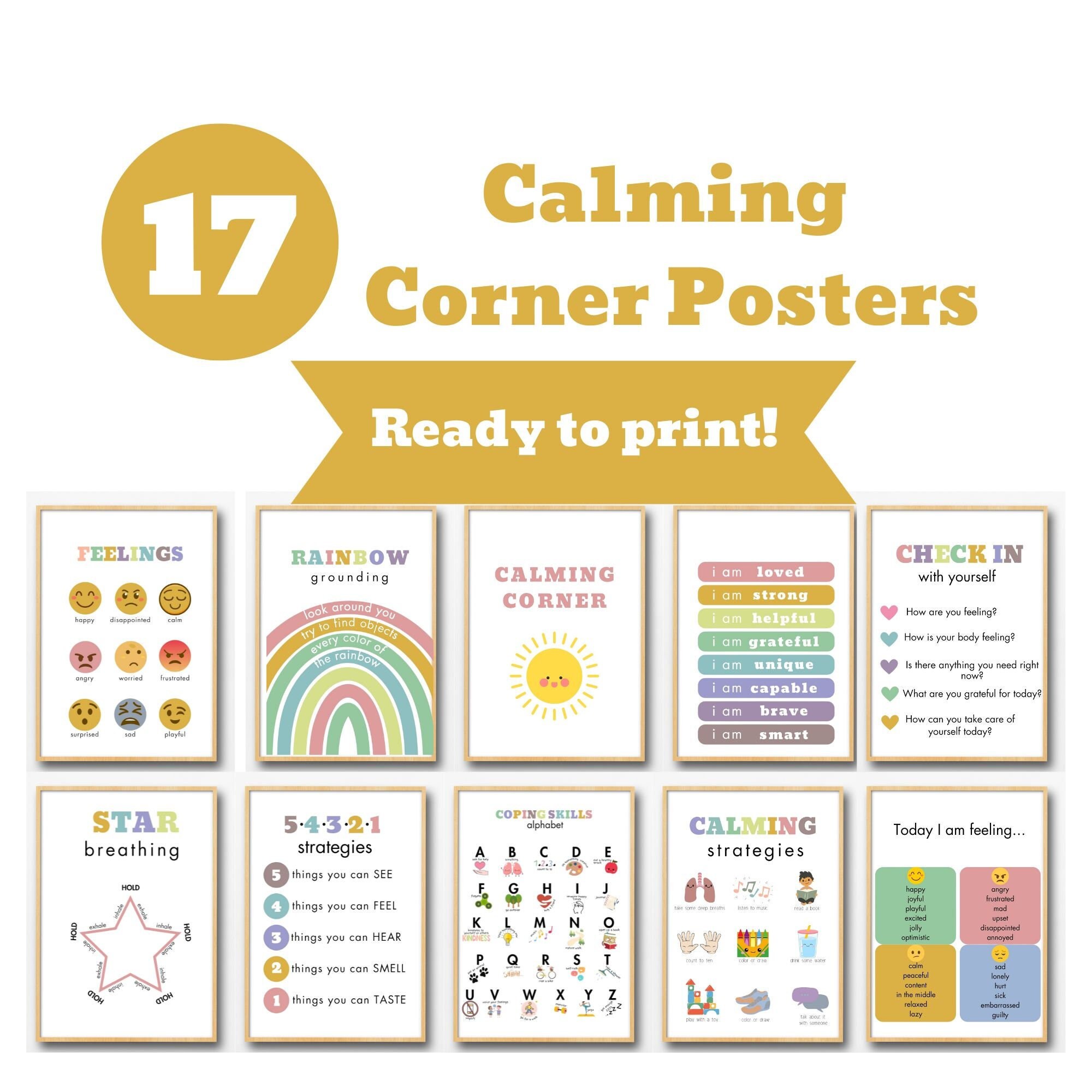 Calming Corner Bundle, Mental Health, Calming Posters, Emotional ...