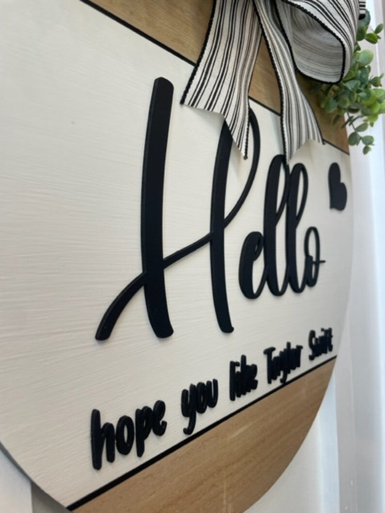 Taylor Swift Welcome Sign, Round Door Hanger, Hello Sign, Modern Front ...