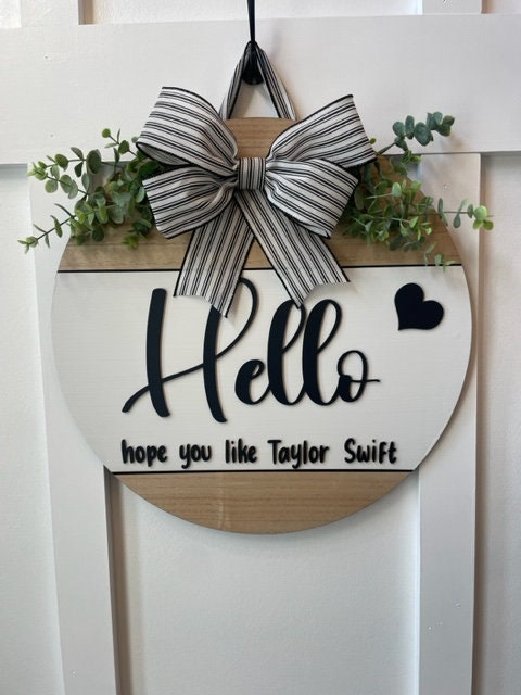 Taylor Swift Welcome Sign, Round Door Hanger, Hello Sign, Modern Front ...