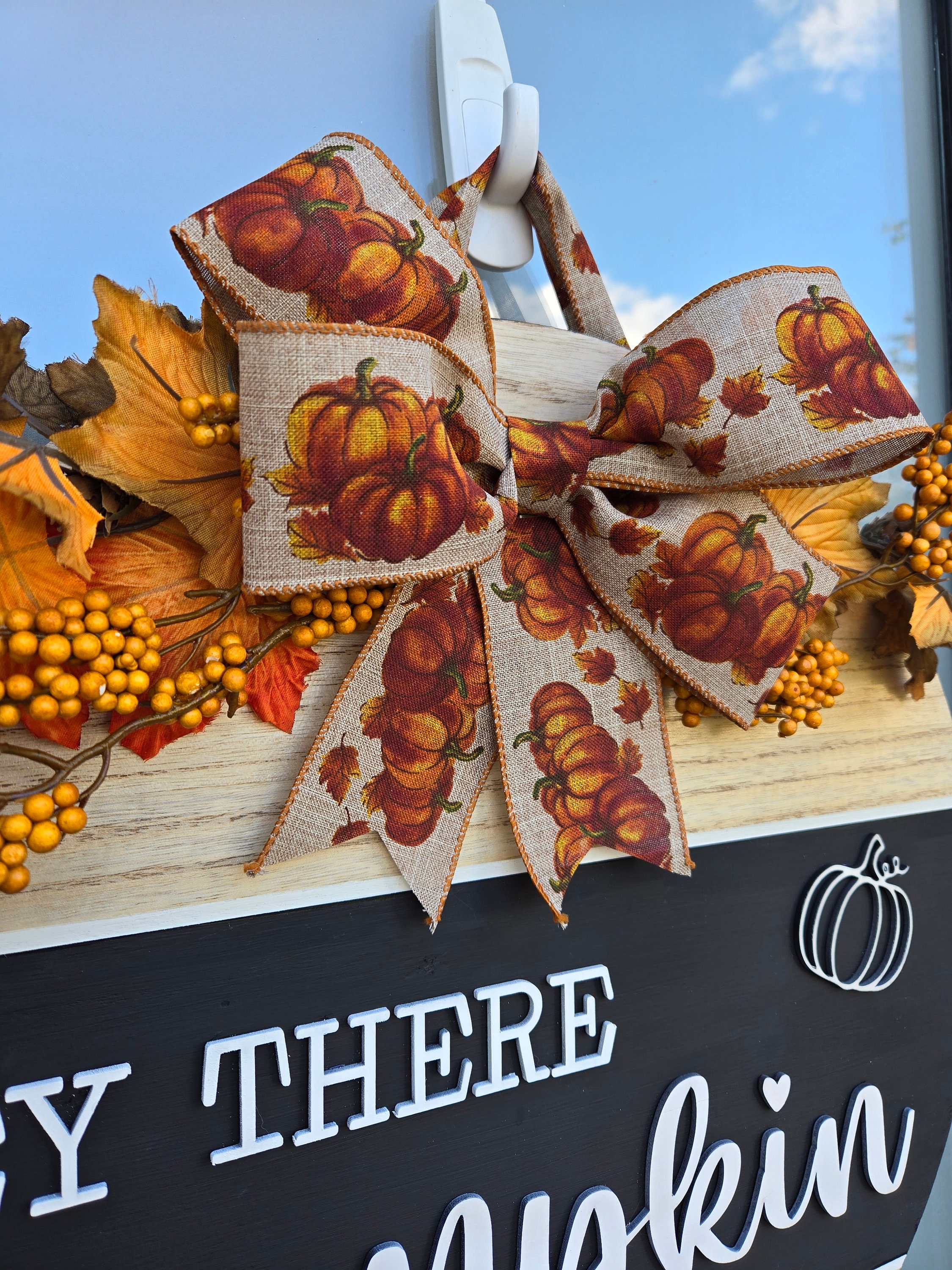 Hey There Pumpkin, Fall Welcome Sign, Autumn Door Hanger, Fall Wreath ...