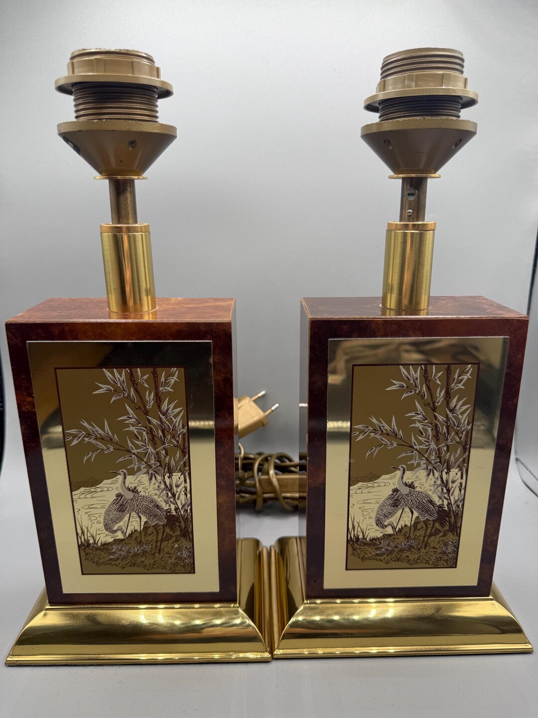 Pair of Vintage Square Table Lamps Desk Lamps From House De Lauphin ...