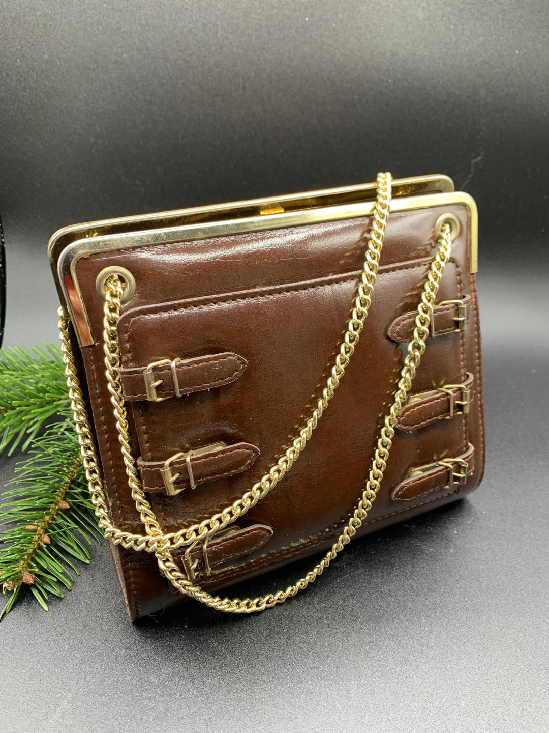 Amazing Classic Vintage Roni Brown Leather Handbag/clutch/ Purse From ...