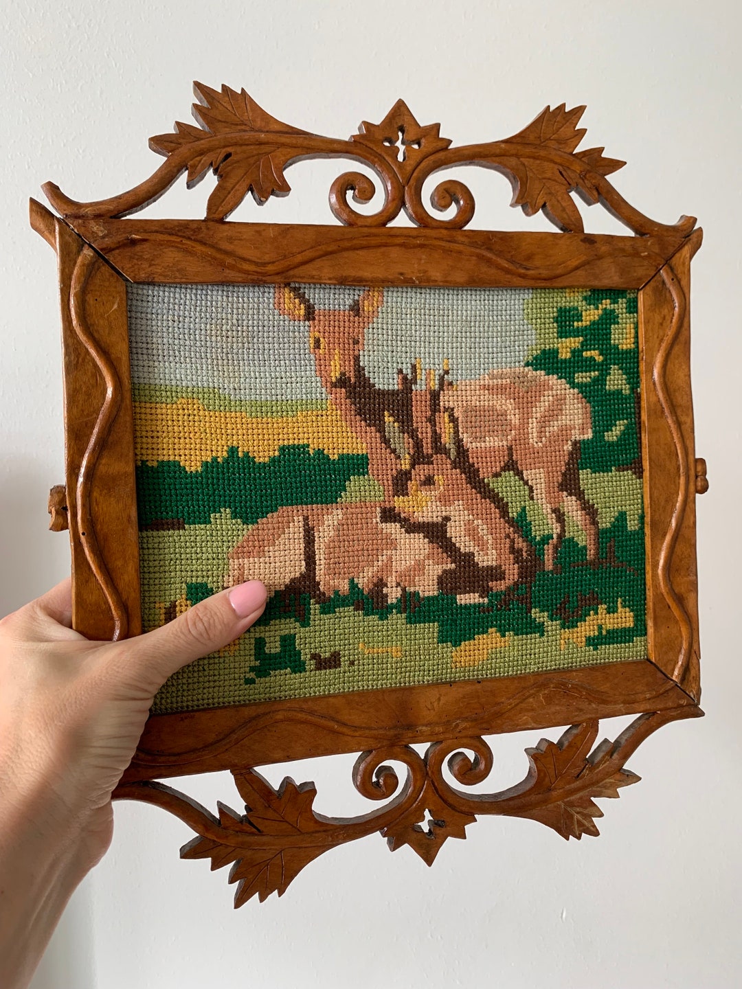 Antique Carved Wood Oak Frame/ Floral Leaves Figural/vintage ...