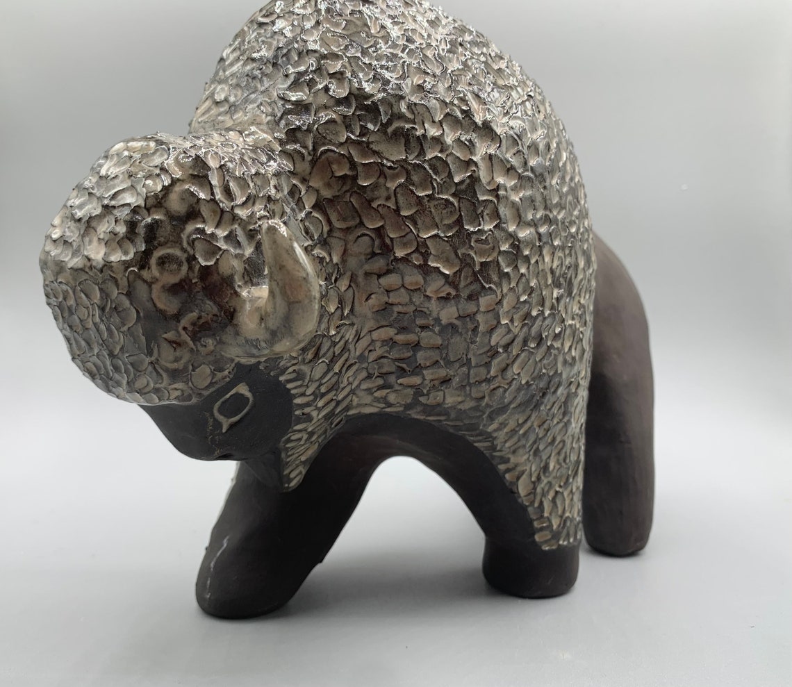 Ceramic Glazed Stoneware Bison by KE Iwar/for Nittsjo Made in Sweden ...