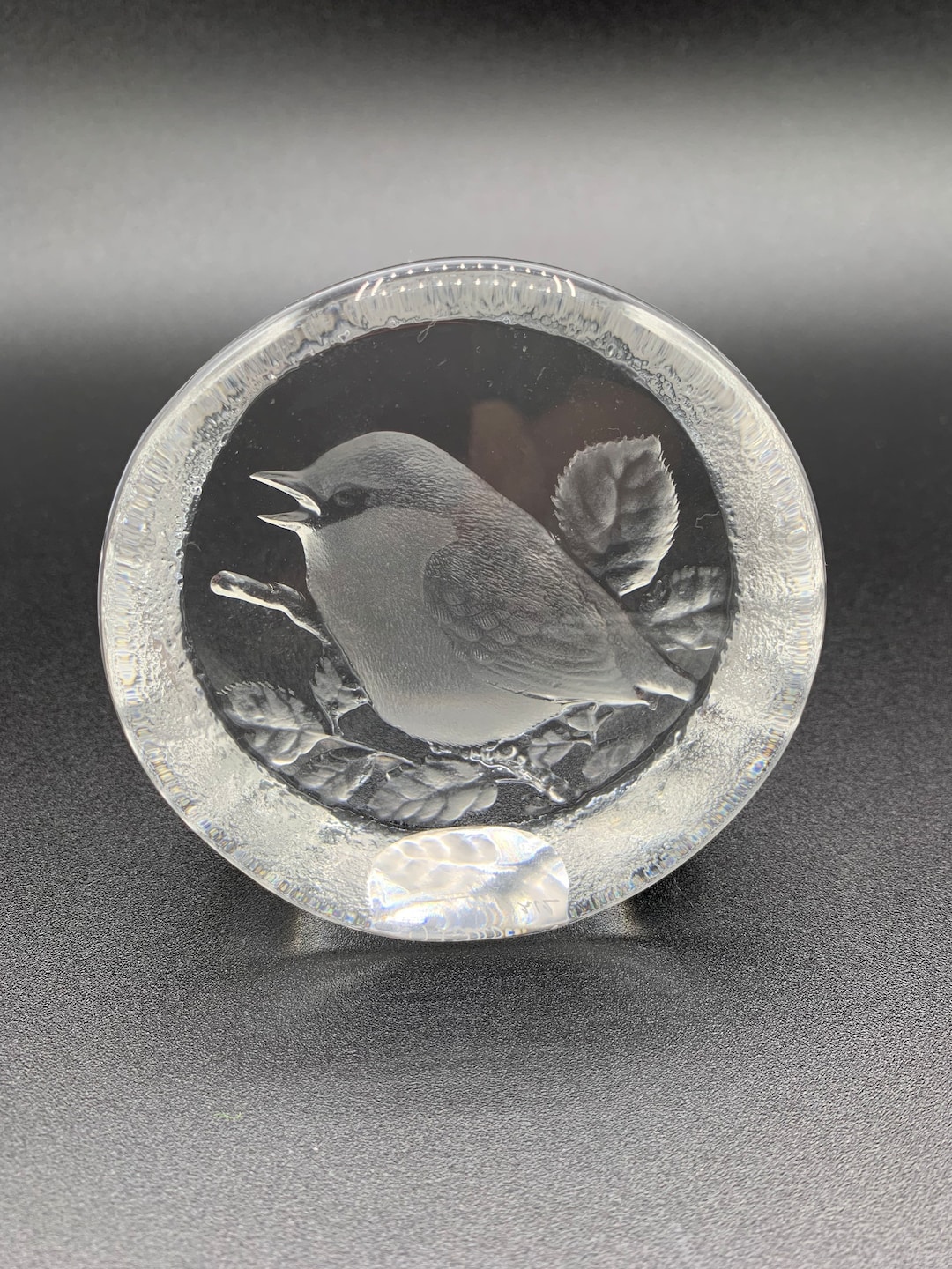 Swedish Crystal Glass Paperweight Bird Designed by Mats Jonasson ...
