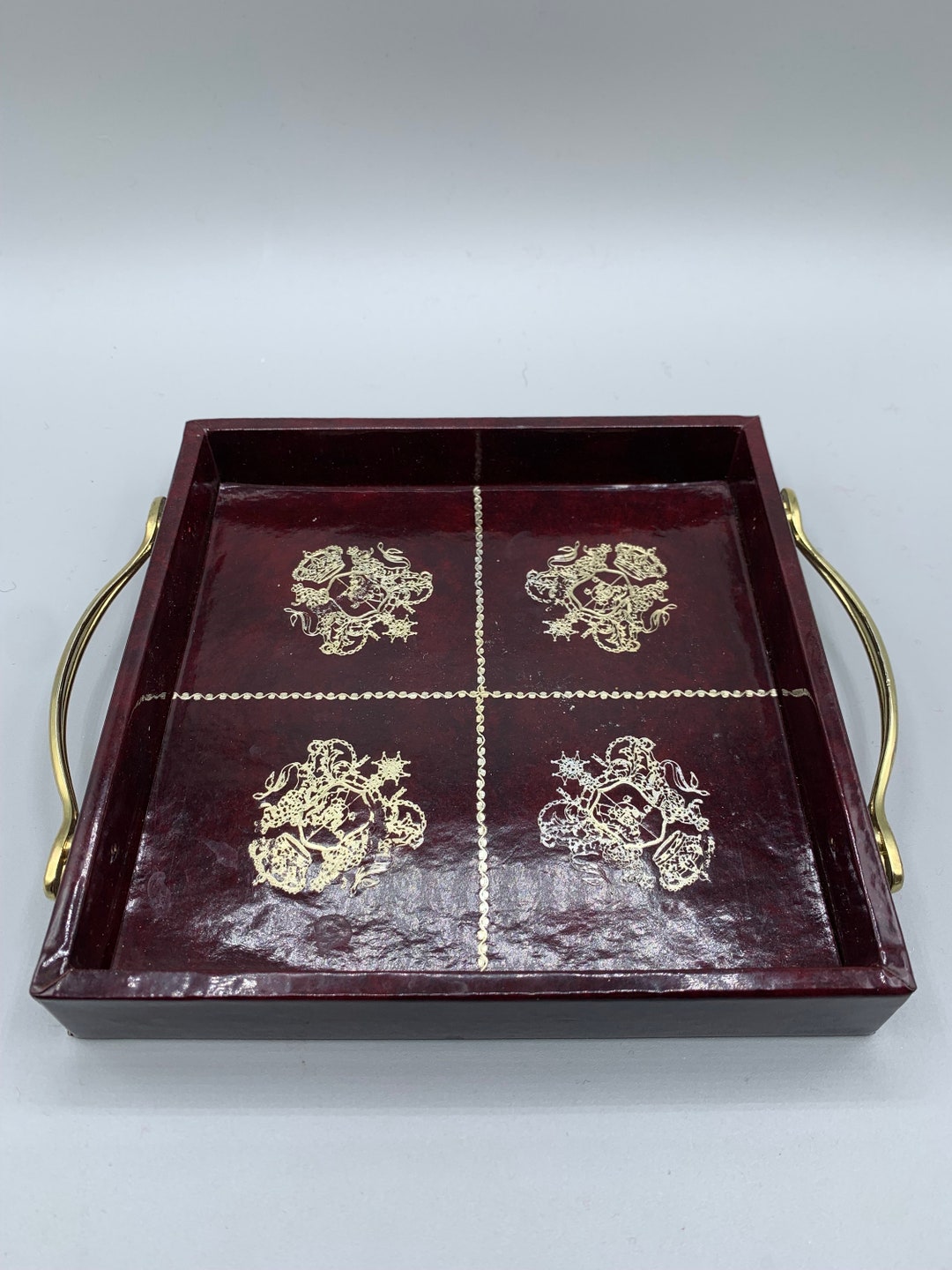 Vintage Swedish DESIGN PHILIPP Leather Serving Tray Art Deco Purple ...