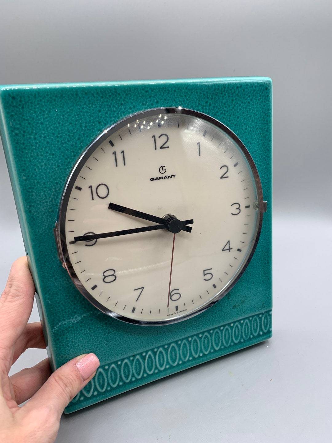 Vintage Ceramic Kitchen Clock Wall Clocks Junghans Garant Turquoise ...