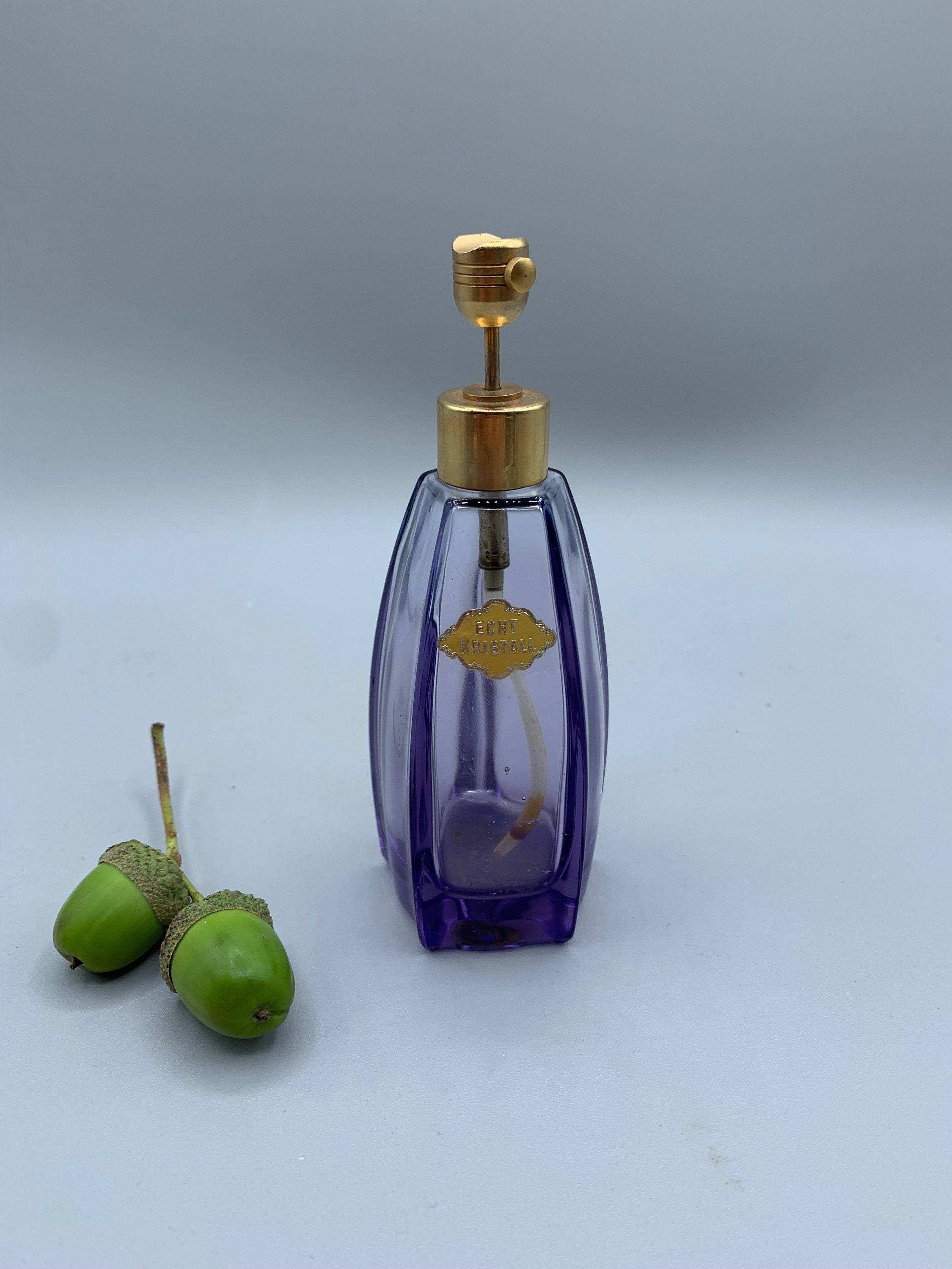 Art Deco Echt Kristall Perfume Bottle With Brass Top Smoky - Etsy