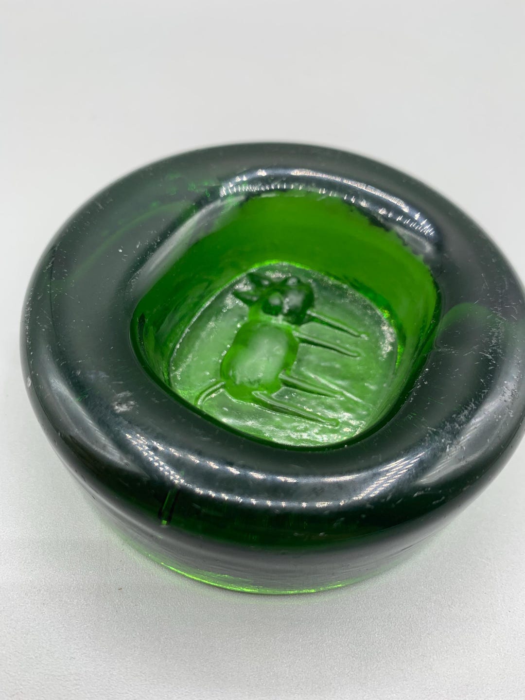 Erik Höglund Swedish Green Glass Ashtray Paperweight by Erik Hoglund ...