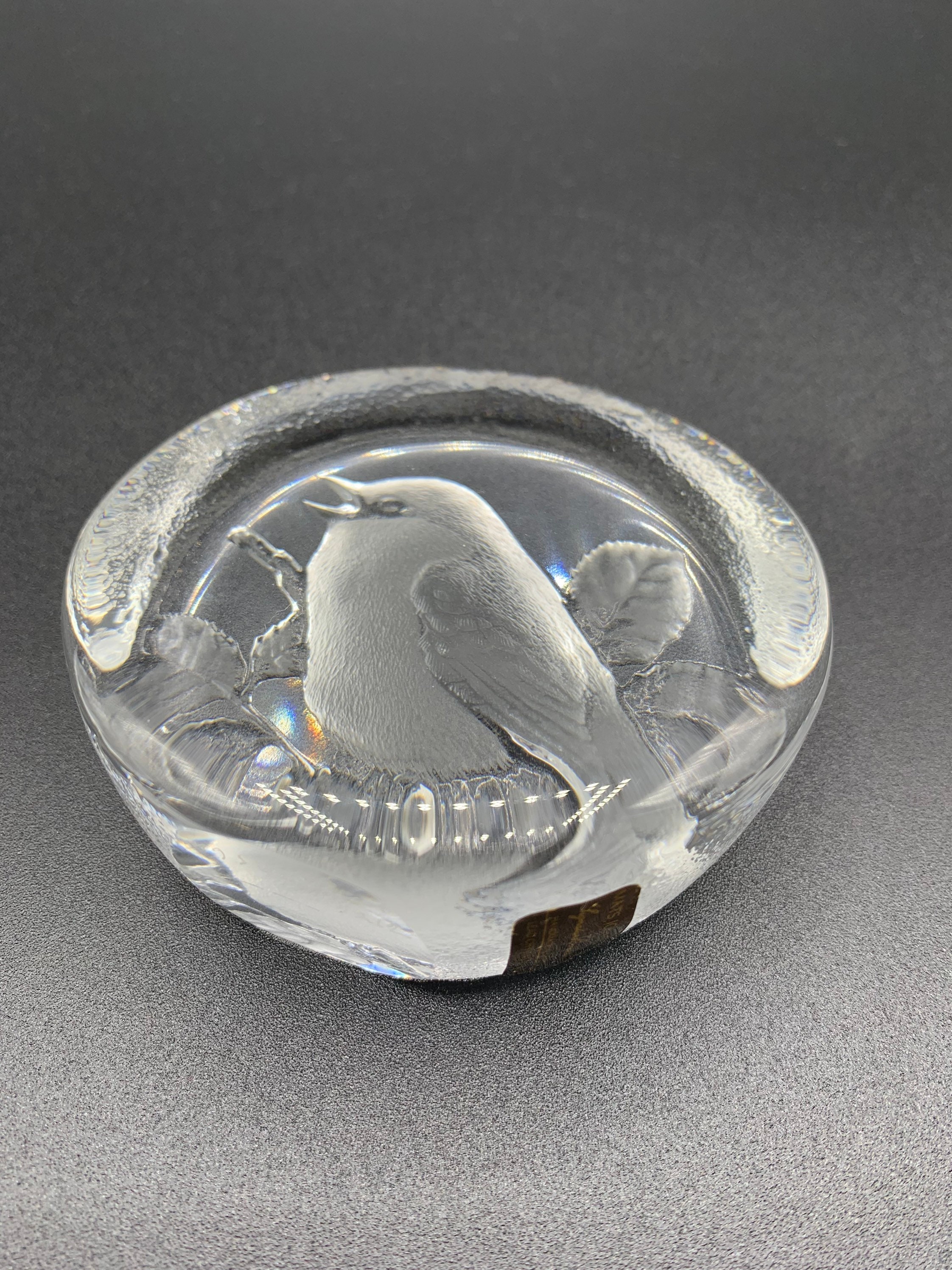 Swedish Crystal Glass Paperweight Bird Designed by Mats Jonasson ...