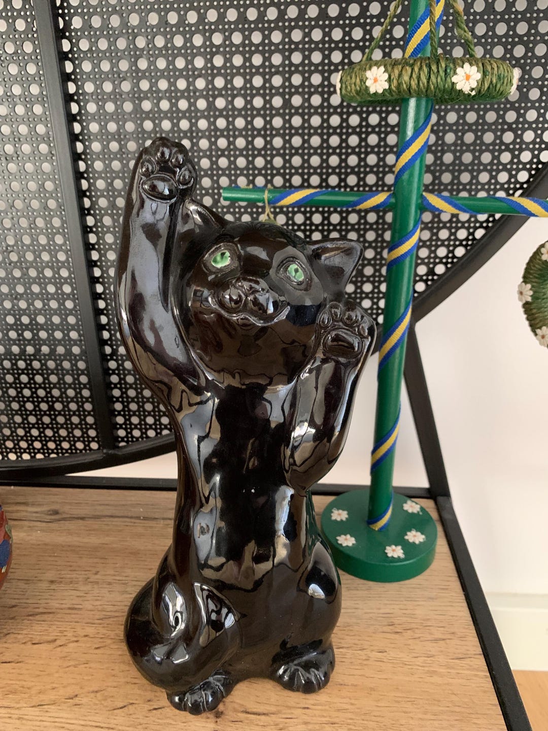 Large Vintage Mid Century Ceramic Porcelain Black Cat Gabriel Design ...