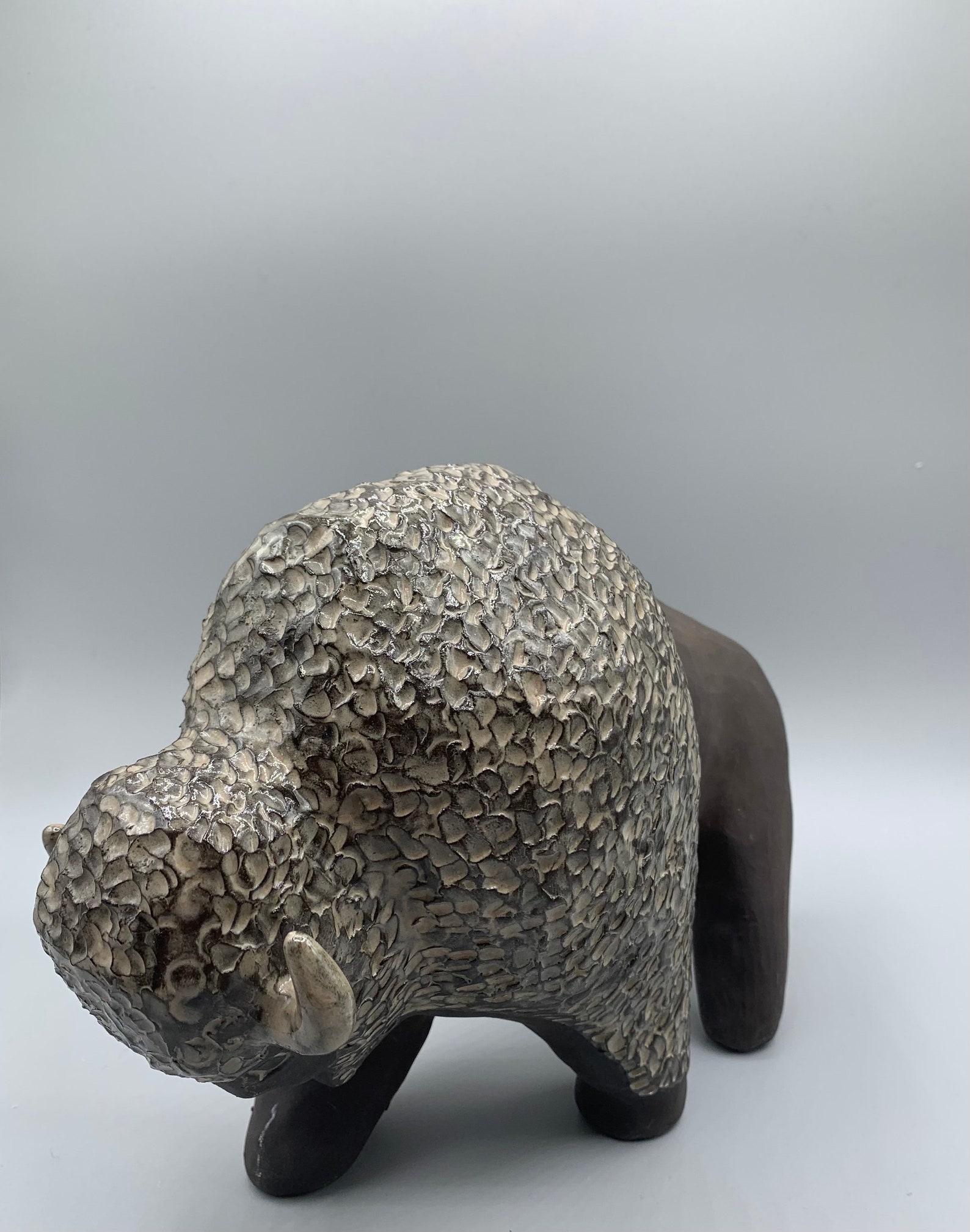 Ceramic Glazed Stoneware Bison by KE Iwar/for Nittsjo Made in Sweden ...