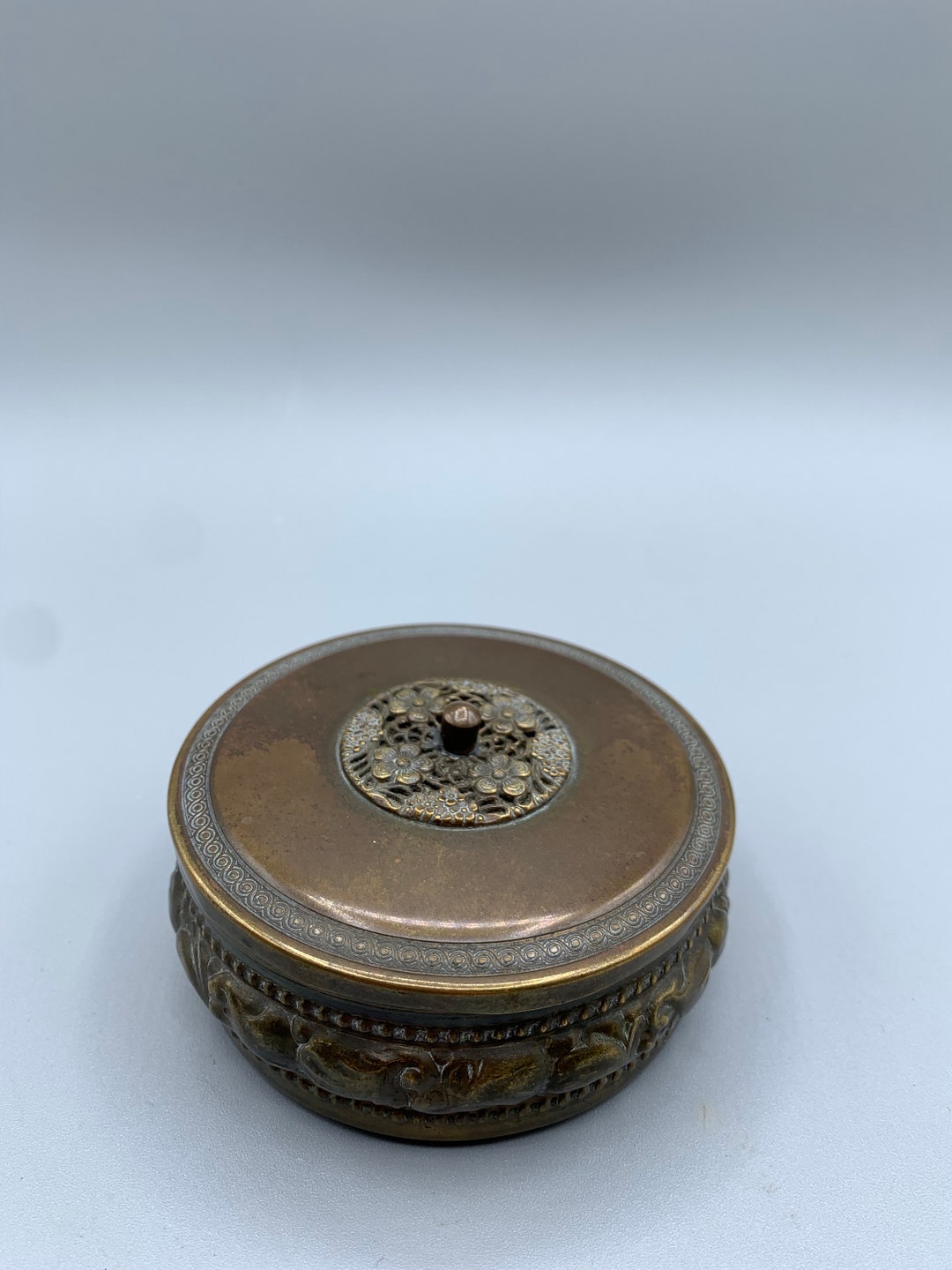 Antique Vintage Bronze Trinket Box HAGS Denmark/ornamental Lid Jewelry ...