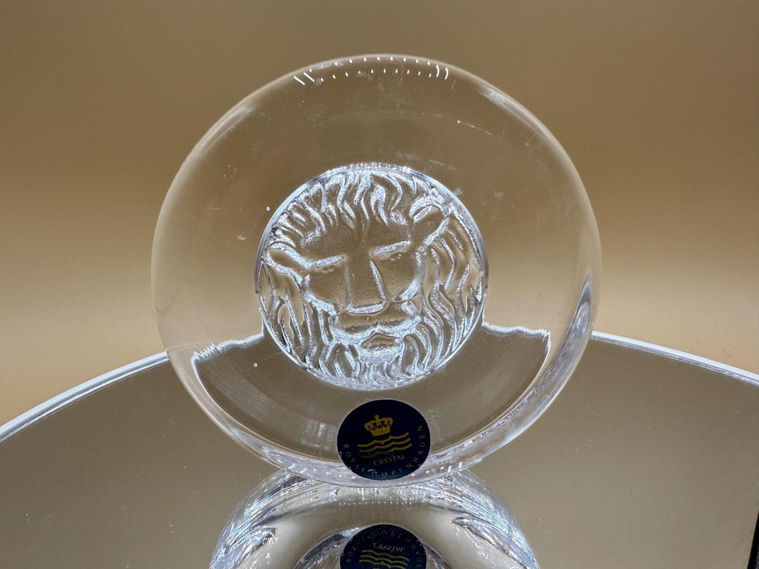 Royal Copenhagen Lovely Crystal Glass Paperweight Scandinavian Lion ...