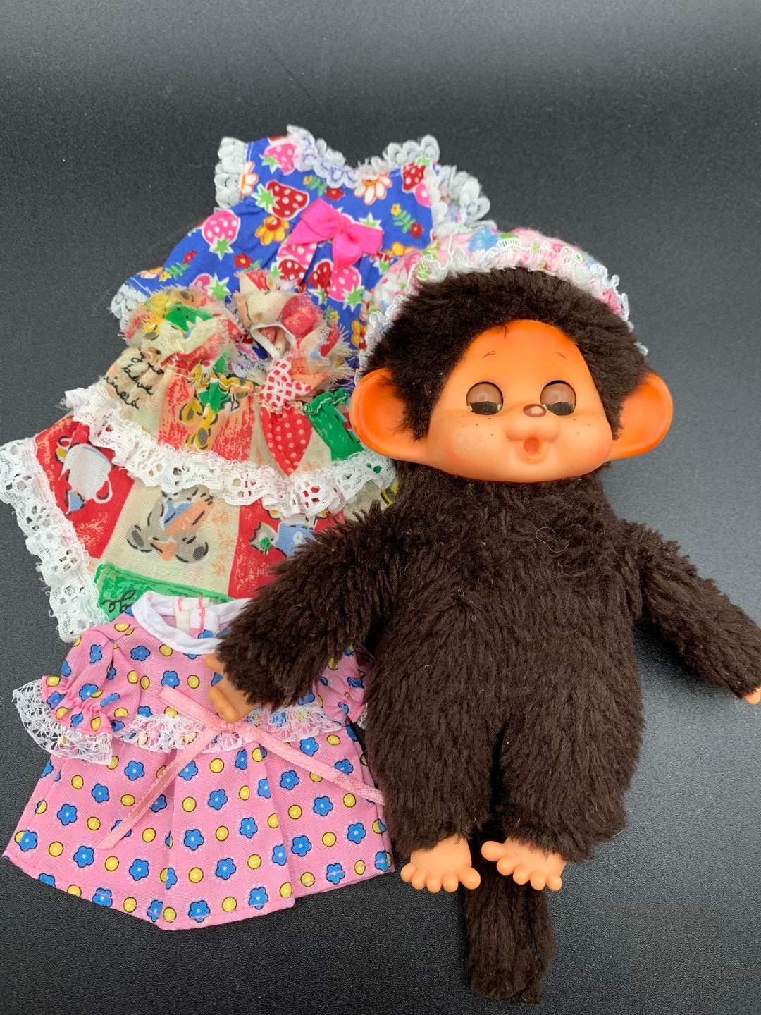 Toho Monchhichi/ Monchichi Doll, Pacifier, Brown Eyes/ Vintage Thumb ...