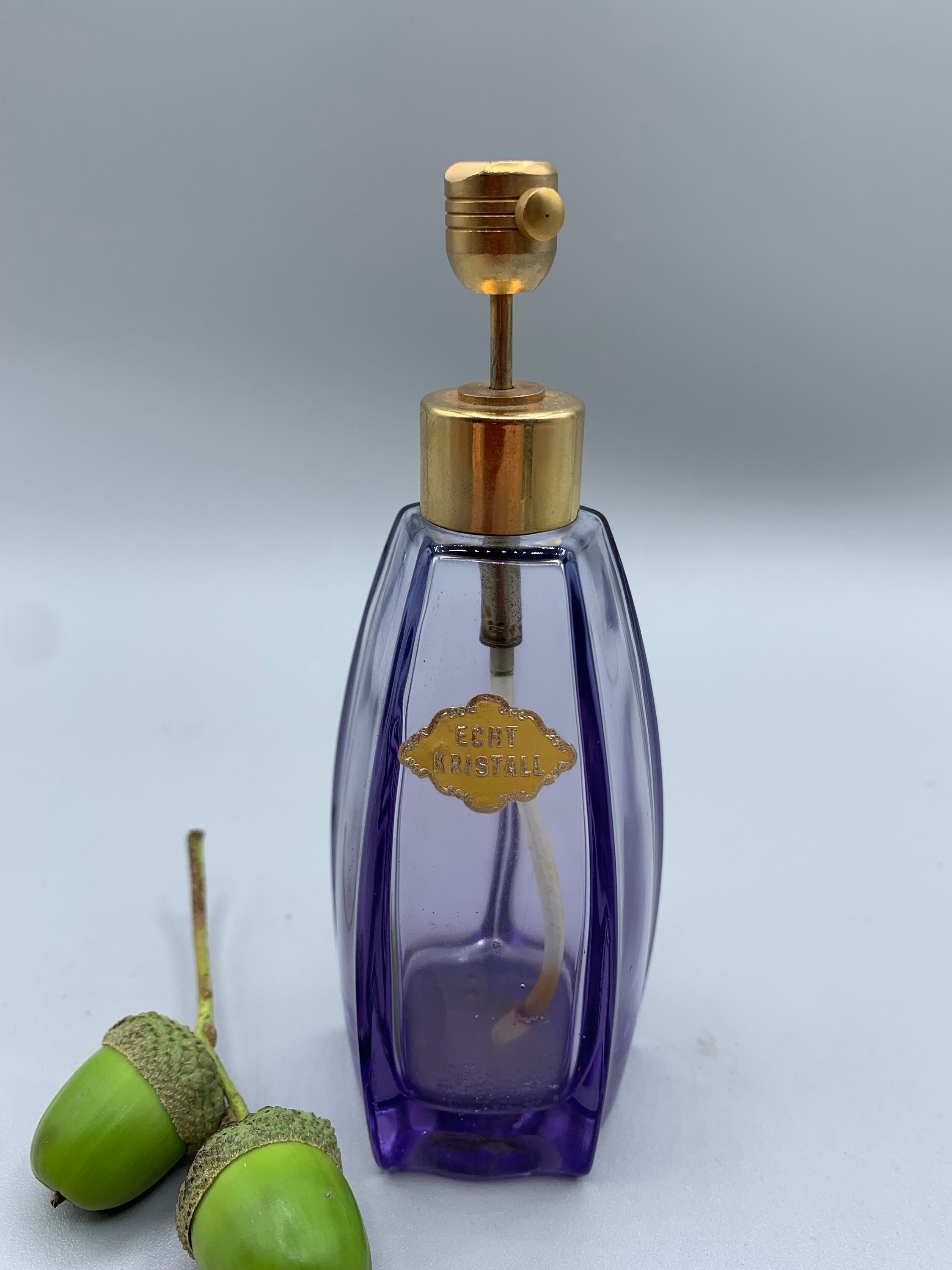 Art Deco Echt Kristall Perfume Bottle With Brass Top Smoky - Etsy