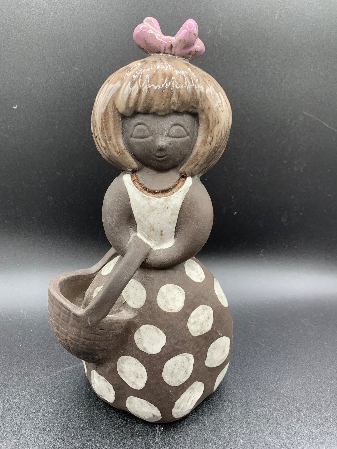 Ceramic Girl Glazed Statue Flower Girl Basket Figurine KE Iwar/made in ...