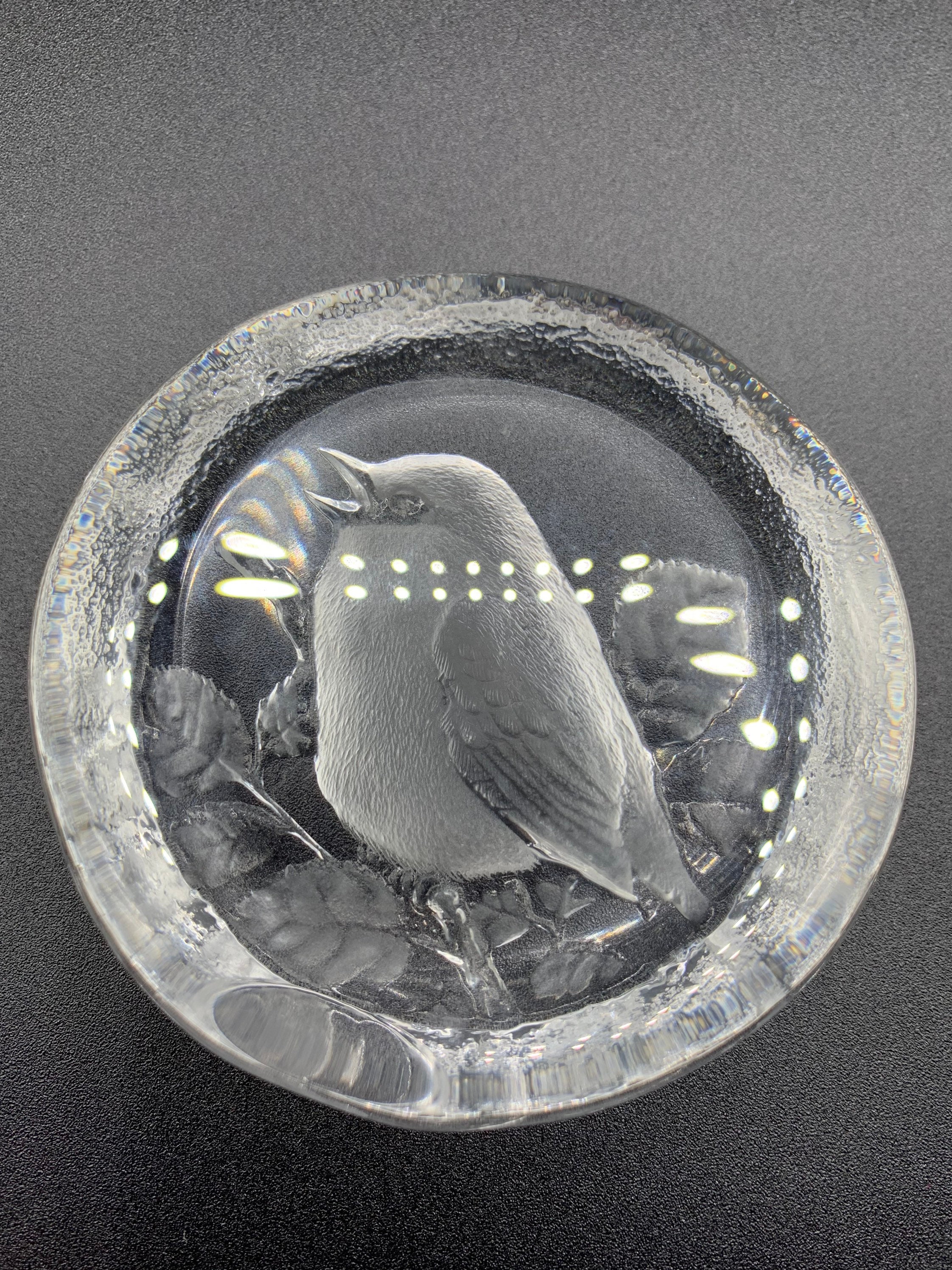 Swedish Crystal Glass Paperweight Bird Designed by Mats Jonasson ...