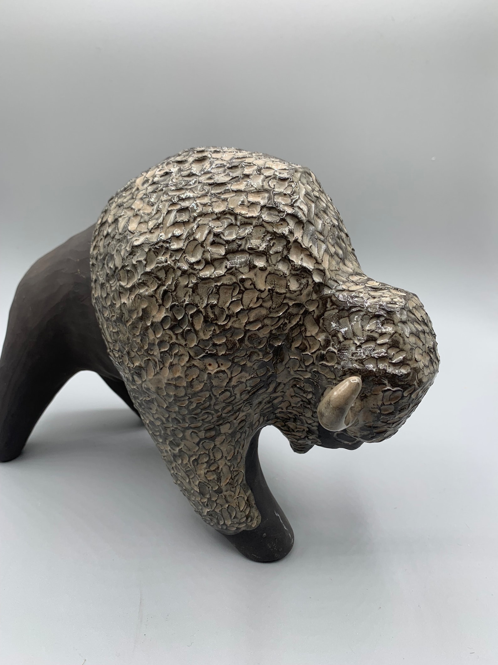 Ceramic Glazed Stoneware Bison by KE Iwar/for Nittsjo Made in Sweden ...