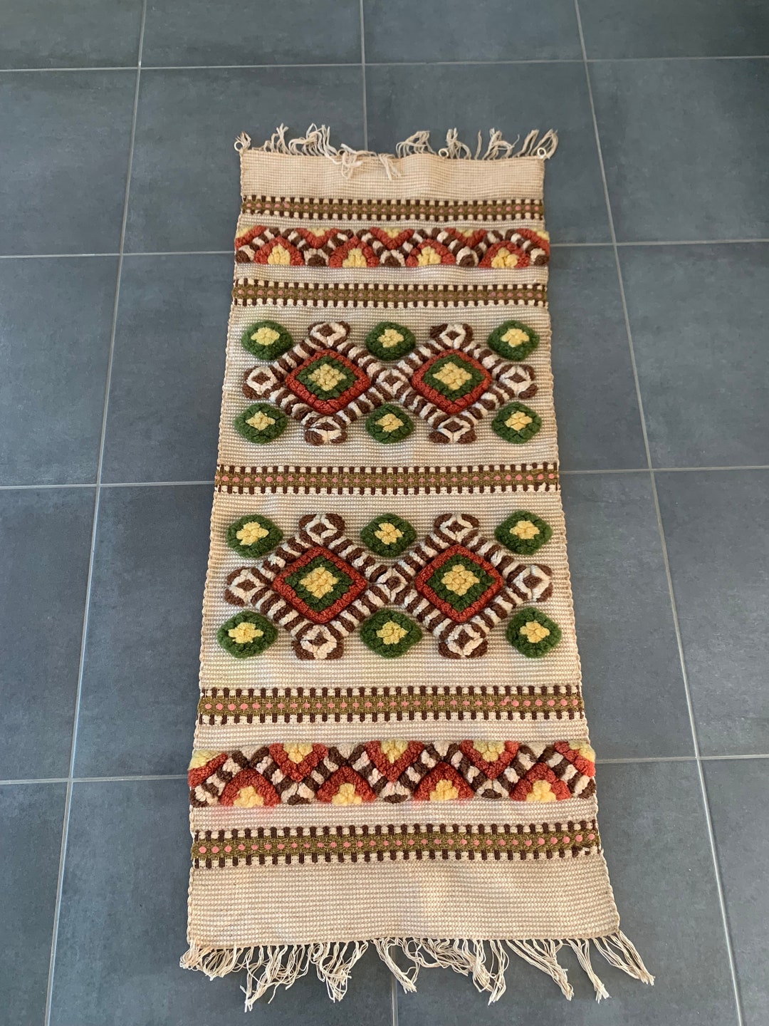 Swedish Hand Twist Embroidered Wall Hanging/ 1970s/swedish/folk Art ...