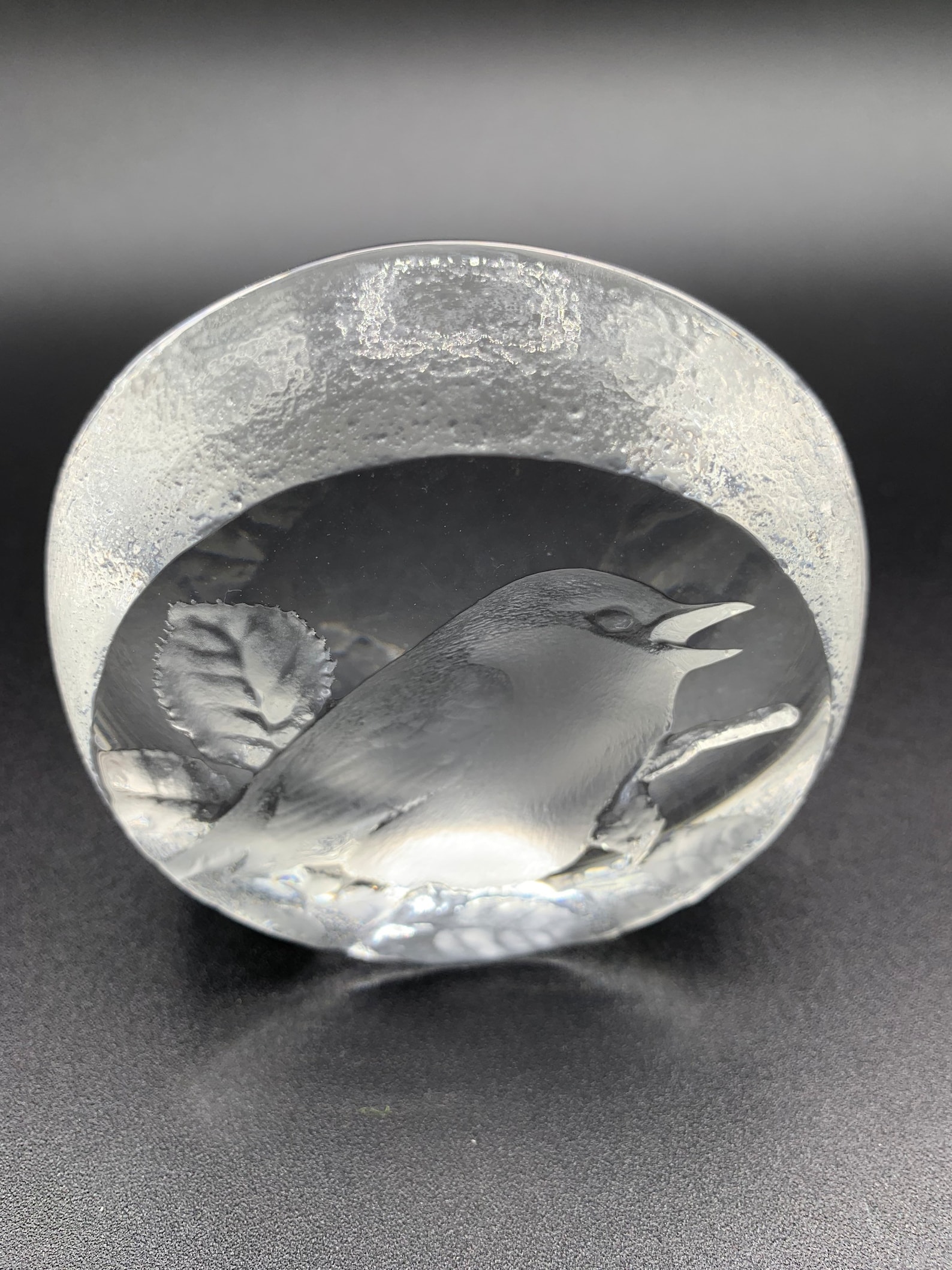 Swedish Crystal Glass Paperweight Bird Designed by Mats Jonasson ...