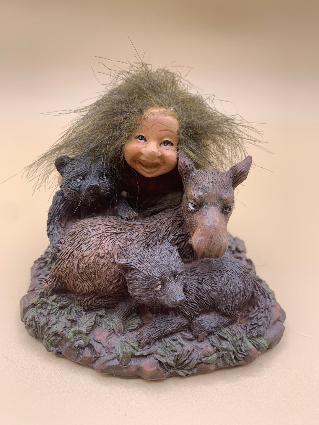 Vintage Large Troll With Moose and Bear Cubs Agora Gifthouse - Etsy