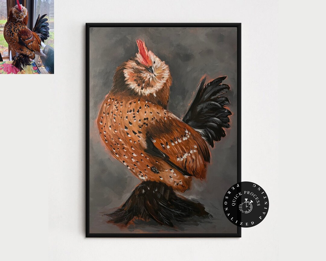 Custom Hen Portrait on Canvas, Custom Pet Oil Painting, Chicken Lover ...