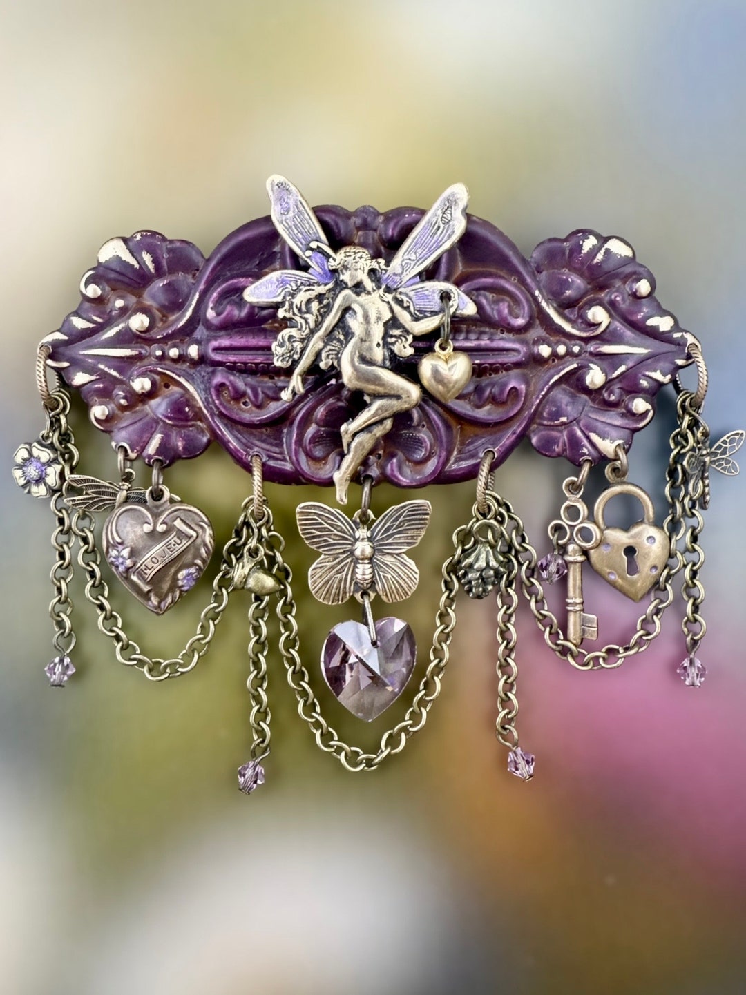 Brooch woodland Trinkets Vintage Swarovski Crystals and Hand-enameled ...