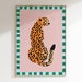 Pink Cheetah Poster, Pink Art, Grandmillennial, Painted Border Art ...