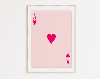 Pink Ace of Hearts Print - Etsy