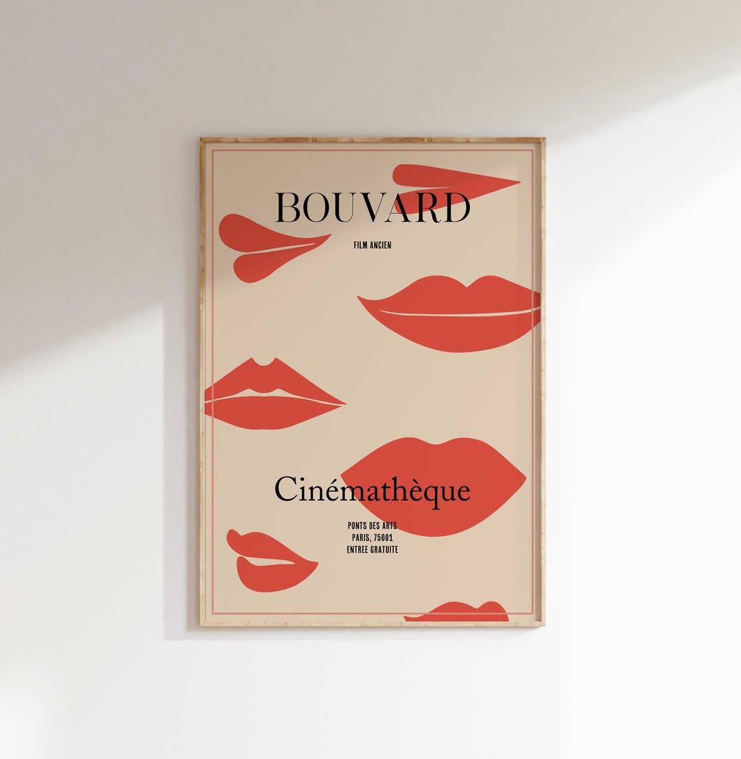 Lips Cinematheque Art Print, Vintage Film Poster, French Bouvard Film ...