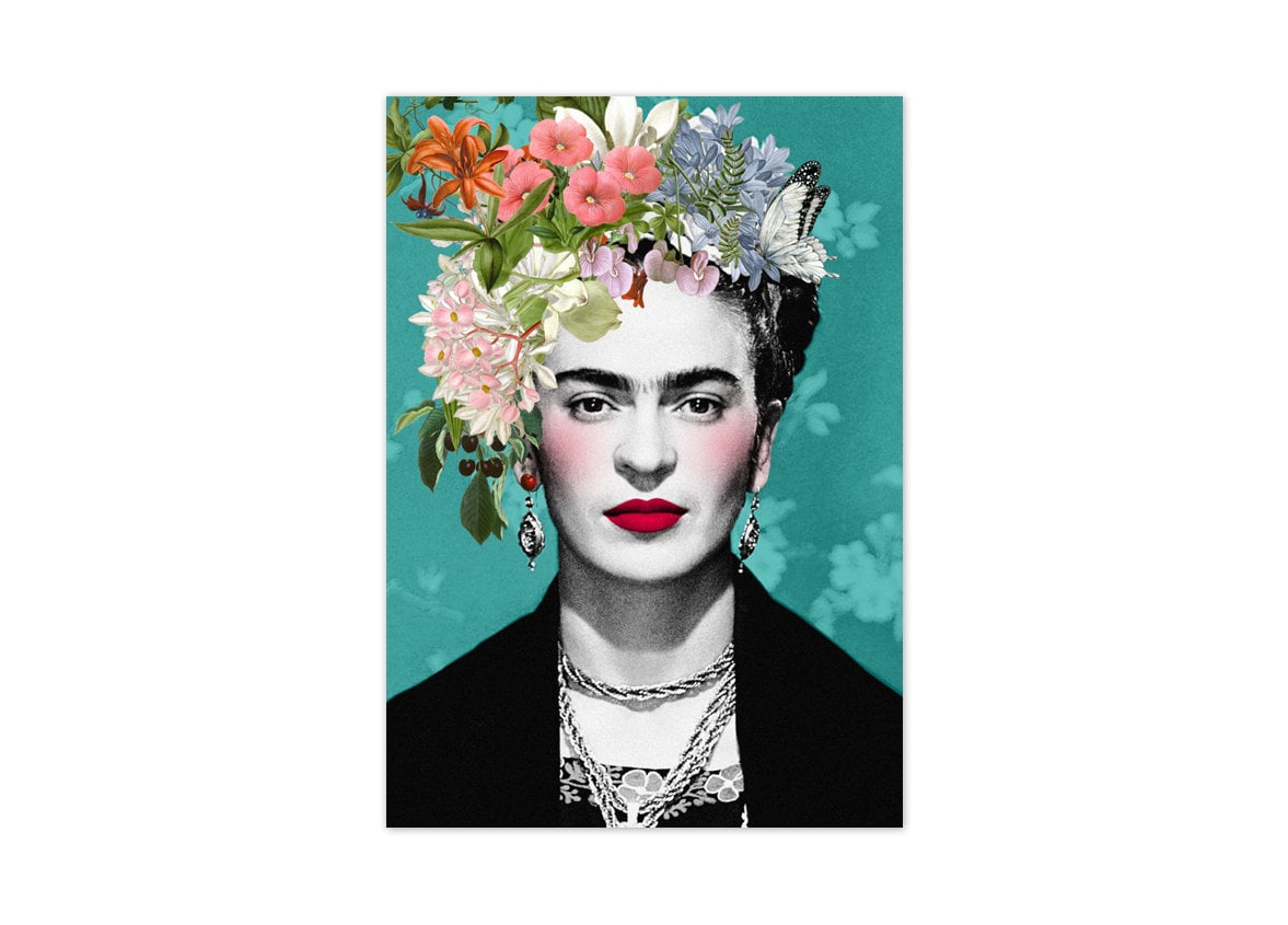 Frida With Flowers Art Print Eclectic Home Decor Frida Kahlo - Etsy UK