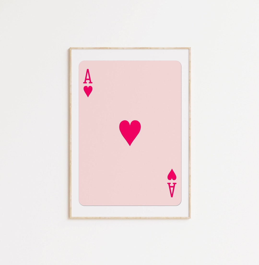 Pink Ace of Hearts Poster, Playing Card Art Print, Aesthetic Decor ...