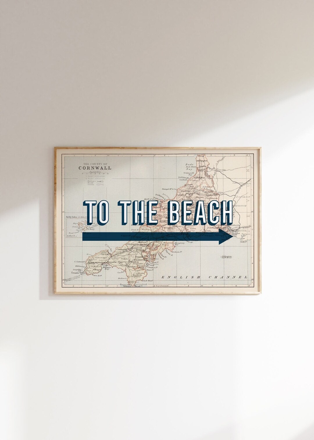 Cornwall Vintage Map Art Print, Coastal Decor - Etsy UK