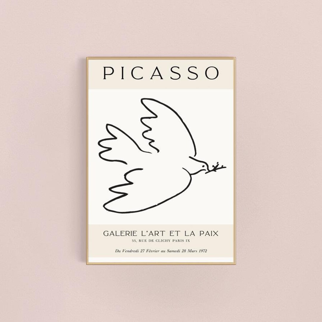 Picasso Bird Line Drawing Gallery Poster, Picasso Dove Exhibition Art ...