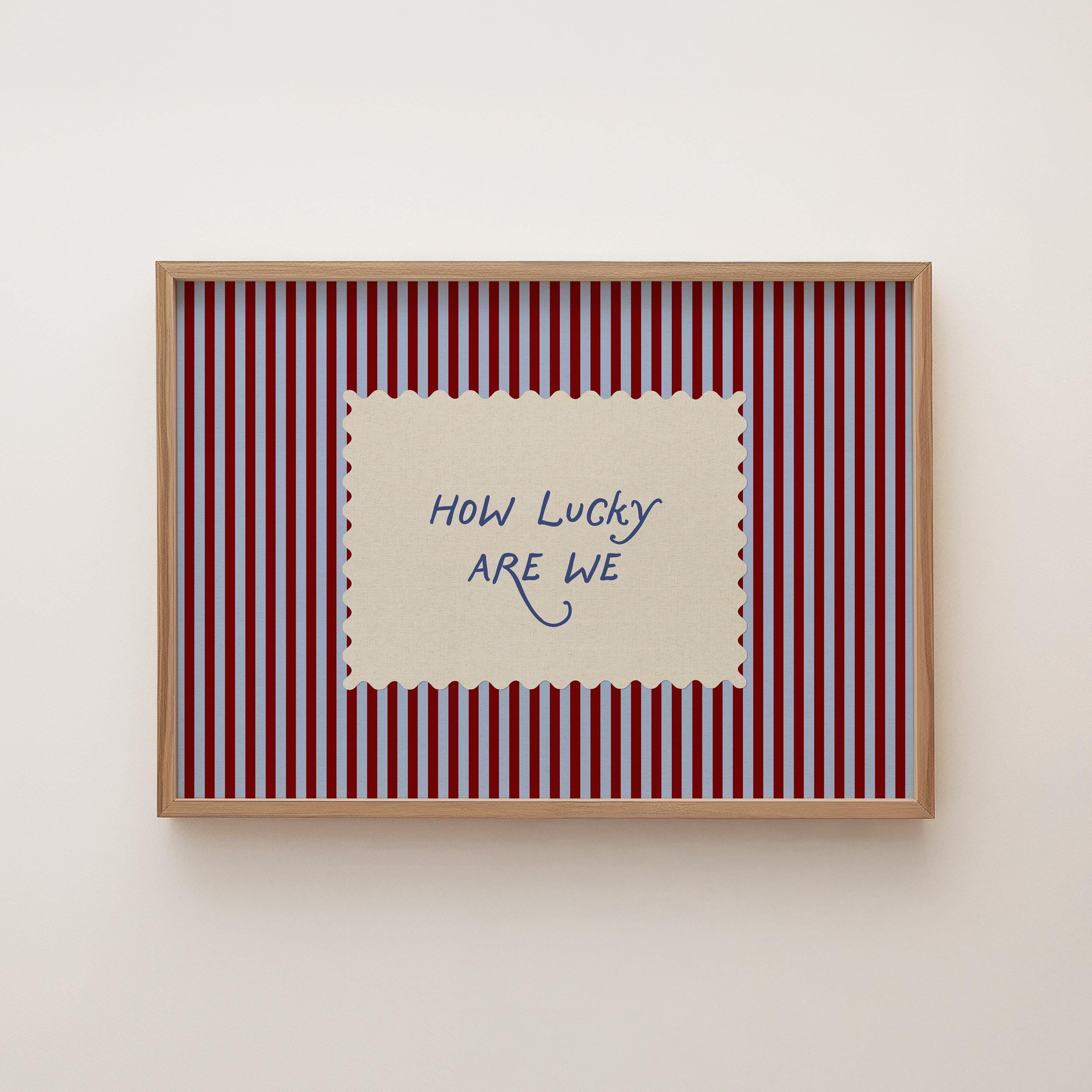 Vintage "how Lucky Are We" Art Print, Red and Blue Nursery Decor - Etsy