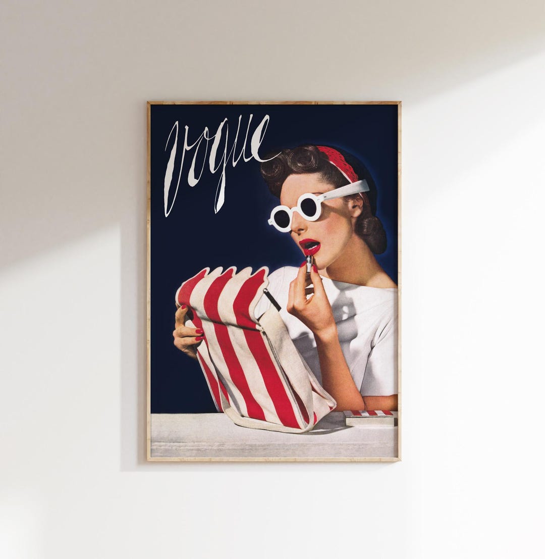Retro Iconic Magazine Cover Wall Art, Powder Room Art, Girly Wall Art ...