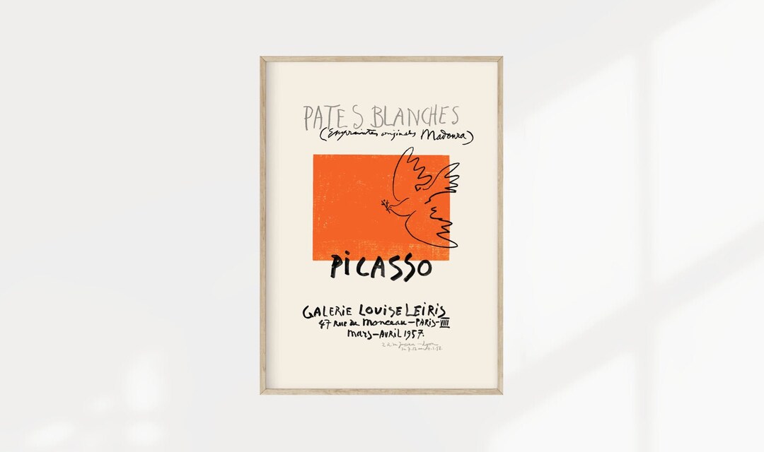 Picasso Pates Blanches Print, Abstract Peace Dove, Neutral Home Decor ...