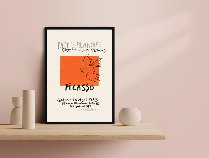 Picasso Pates Blanches Print, Abstract Peace Dove, Neutral Home Decor ...