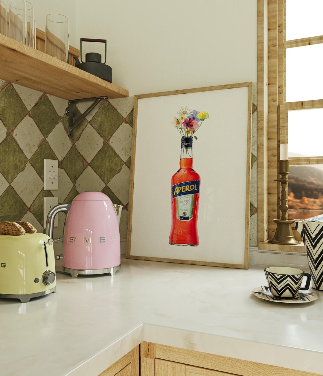 Aperol Spritz Bottle With Flowers Print, Sister Gift, Friend Gift ...