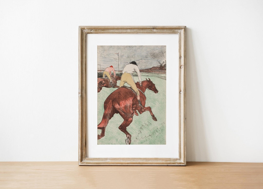 Horse Racing Art Print, Vintage Equestrian Decor, Home Office, Antique ...