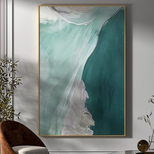 Mint Green Abstract Painting Canvas Minimalist Abstract | Etsy