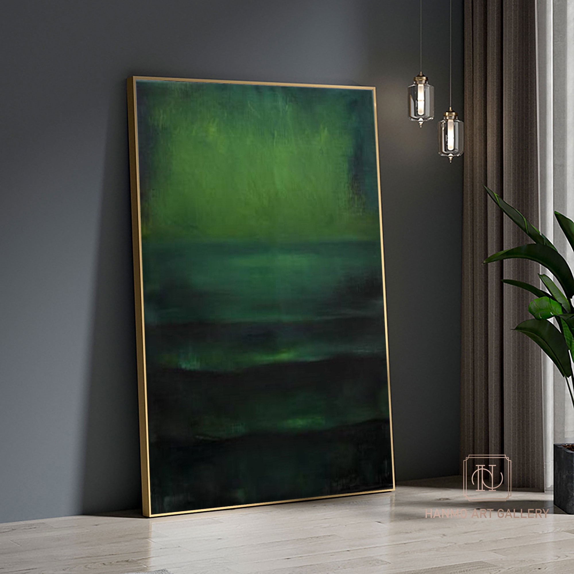 Green Wall Art Green Canvas Painting Green Minimalism Painting Green ...