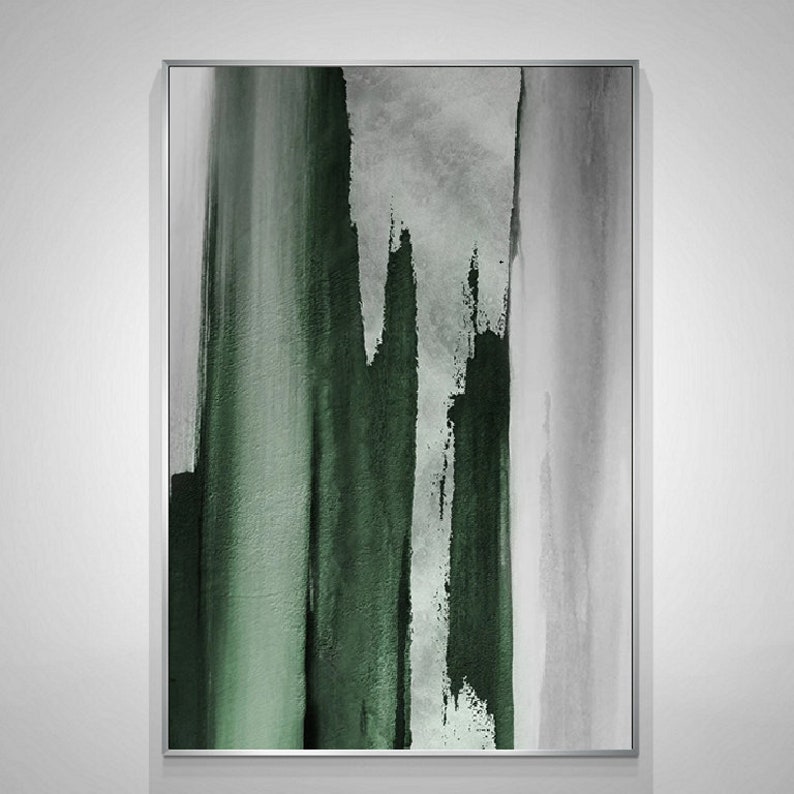 Large Green Abstract Painting Green and Grey Abstract Canvas | Etsy