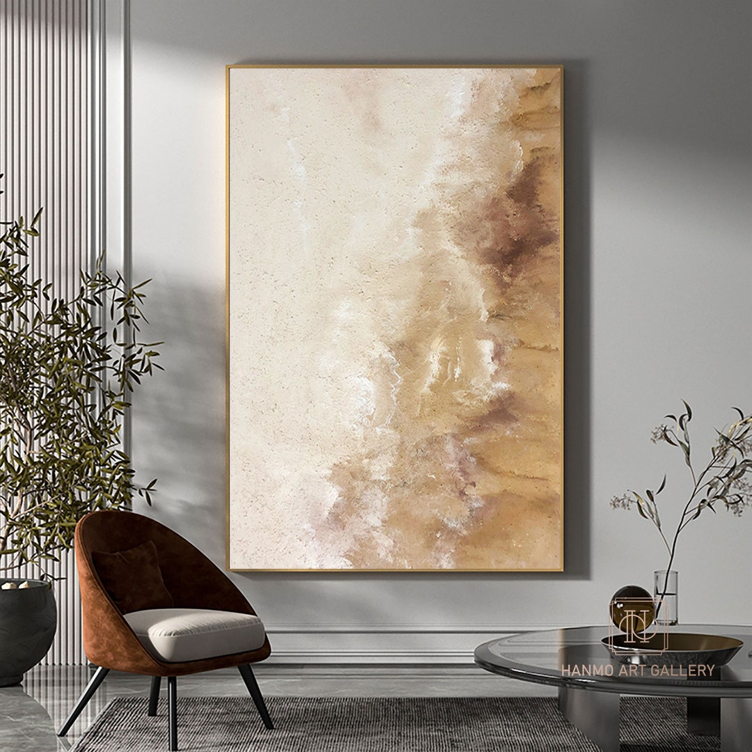 Large Beige Abstract Painting Beige Painting Brown Painting Abstract ...