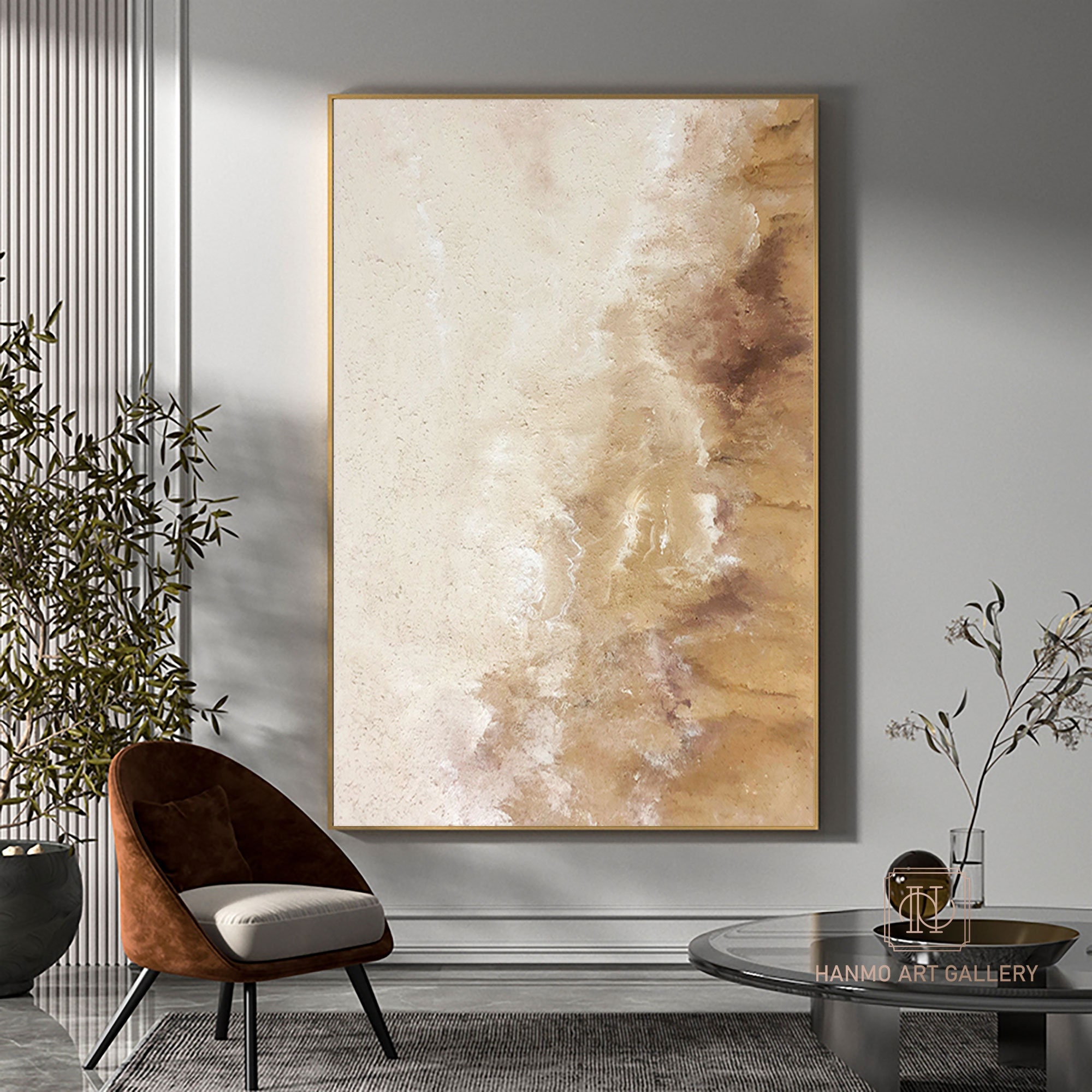 Large Beige Abstract Painting Beige Painting Brown Painting Abstract ...