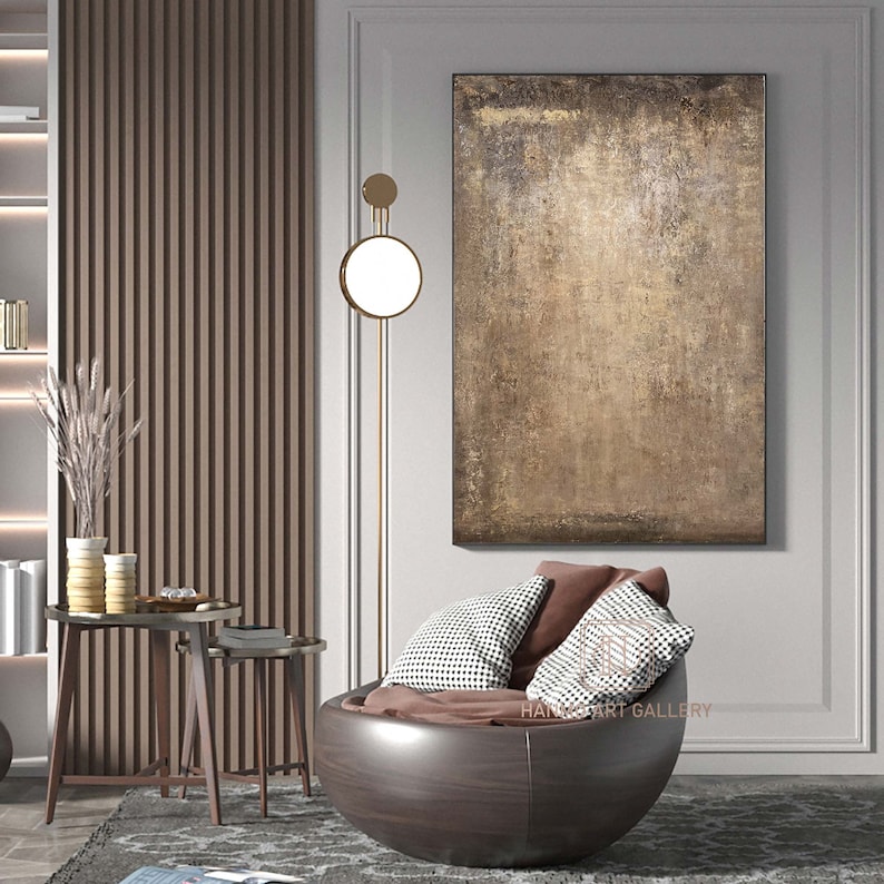 Brown Painting Brown Wall Art Black Taupe Canvas Art Brown - Etsy